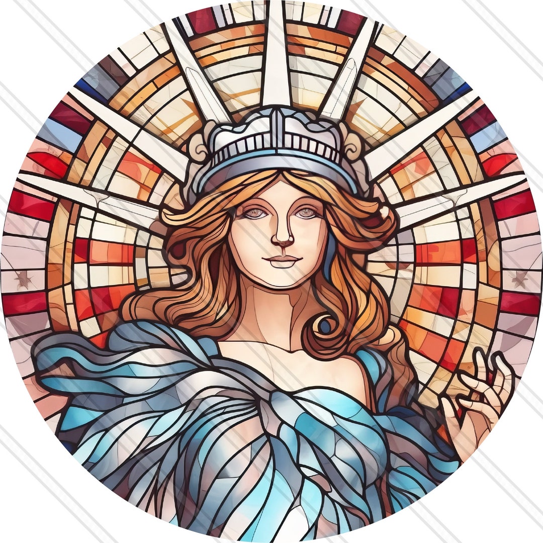 Lady Liberty Sign Patriotic Sign USA Sign Faux Stained Glass Sign ...