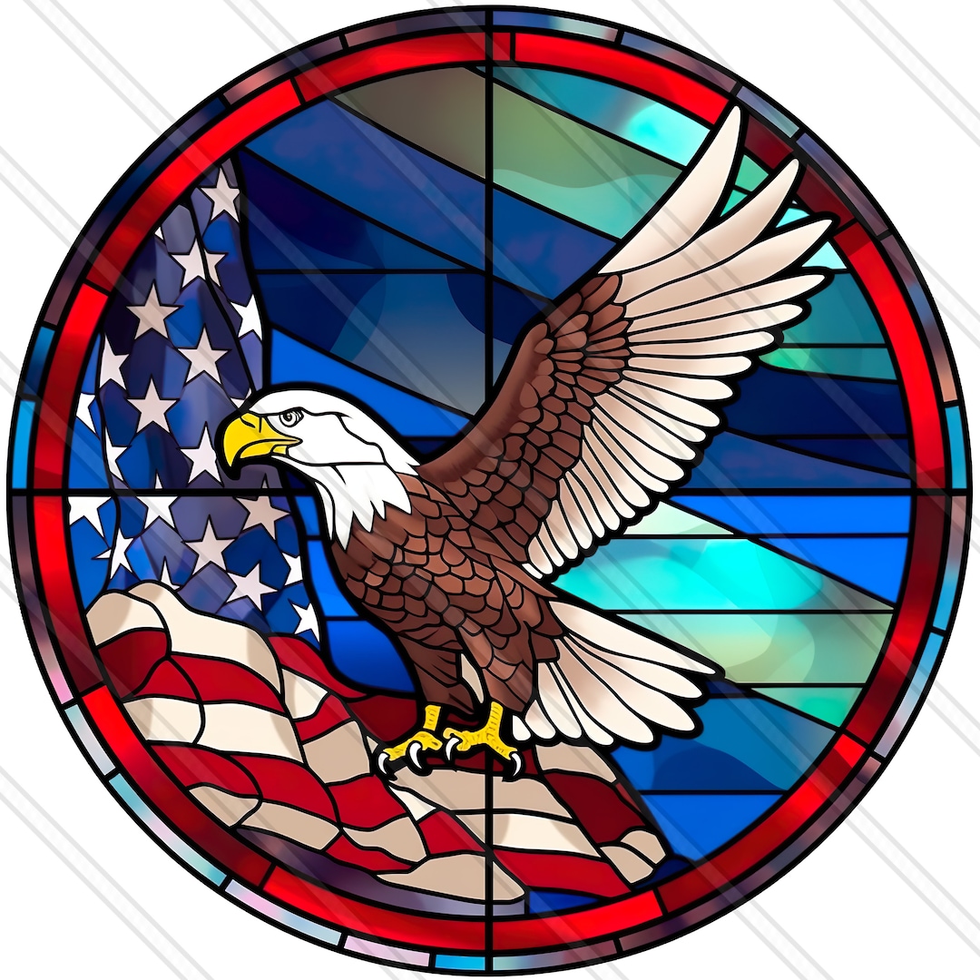 USA Eagle Sign Patriotic Sign USA Sign Faux Stained Glass Sign American ...