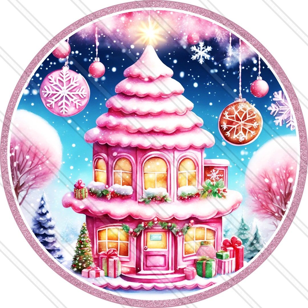 Christmas House Sign Pink House Sign Blue Christmas Sign Pink Christmas ...