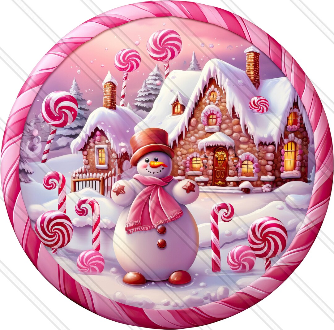 Pink Snowman Sign Pink Peppermint Sign Pink Christmas Sign Christmas ...