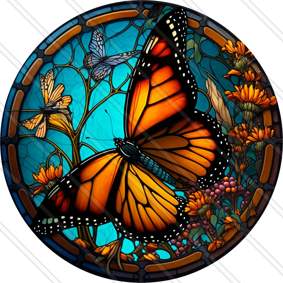 Butterfly Sign Stained Glass Butterfly Sign Stained Glass Sign Spring ...