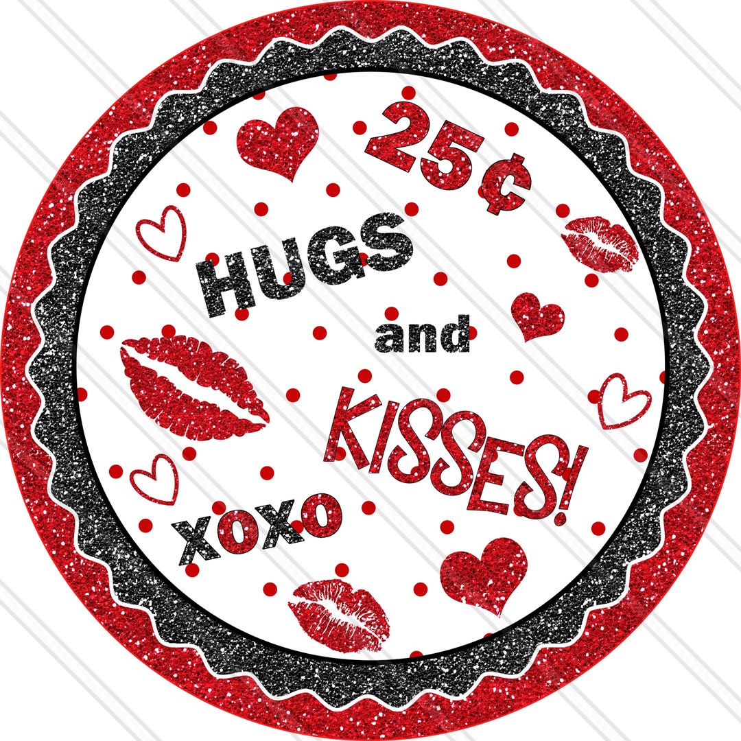 Hugs and Kisses Sign XOXO Glitter Sign Valentines Door Decor Valentines ...