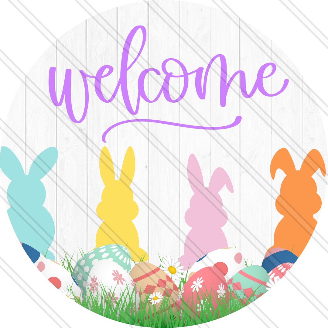 Welcome Sign - Easter Welcome Sign - Easter Sign - Easter Wreath Sign ...