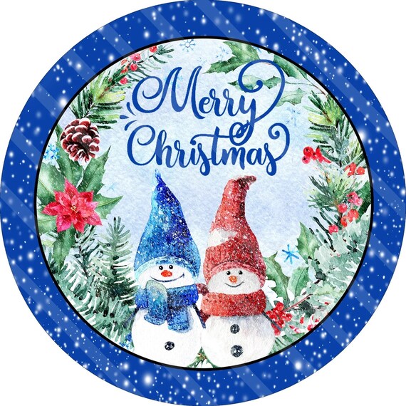 Merry Christmas Sign Snowman Sign Christmas Snowman Blue - Etsy