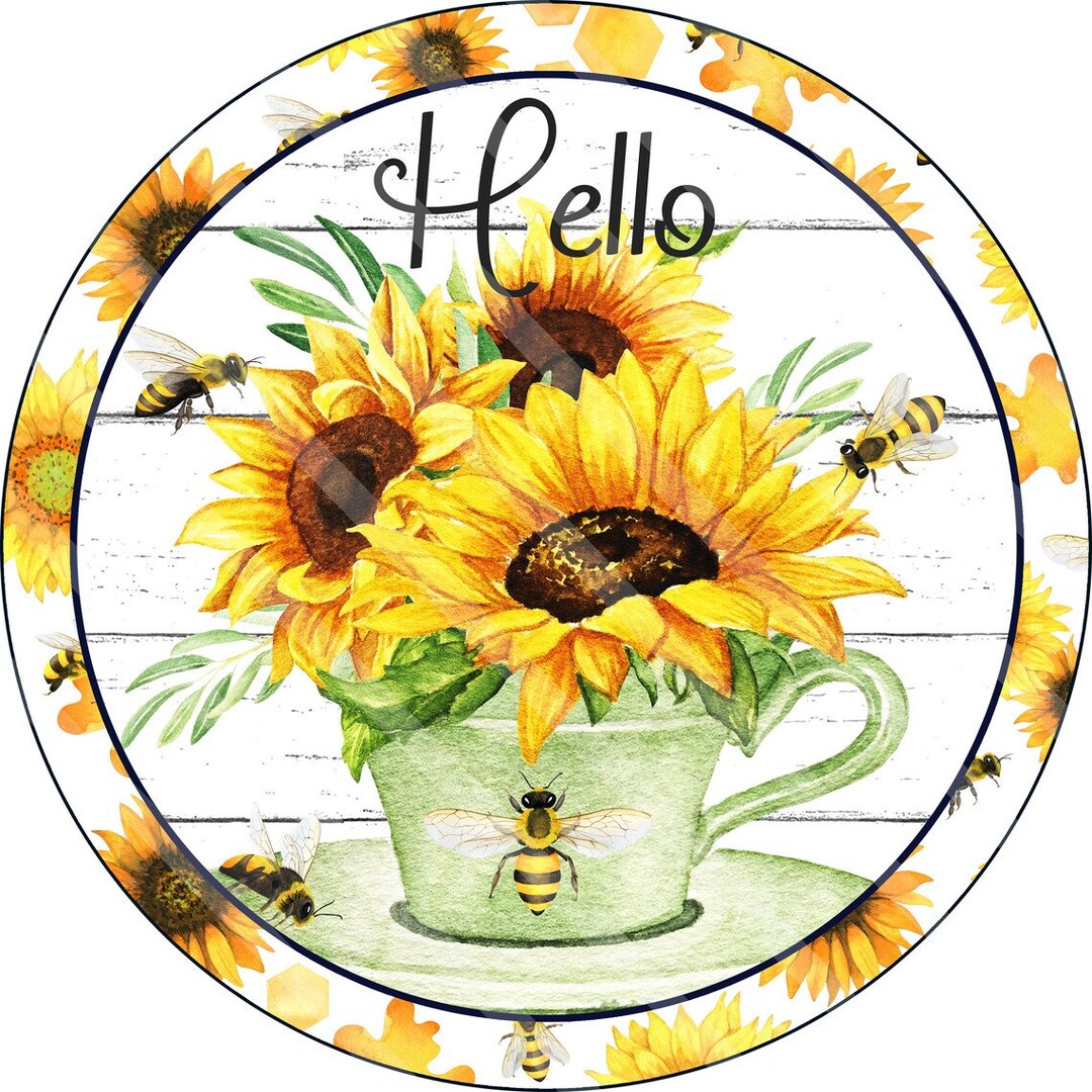 Hello Sign Sunflower Sign Summer Sign Summer Wreath Sign Summer Door ...