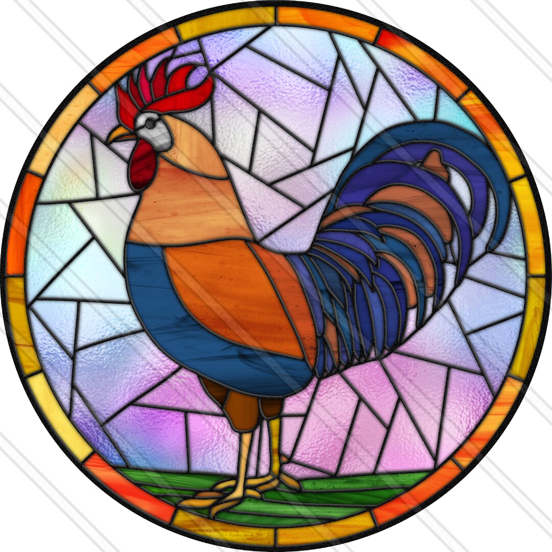 Rooster Sign Stained Glass Sign Farmhouse Sign Everyday Sign Farmhouse ...