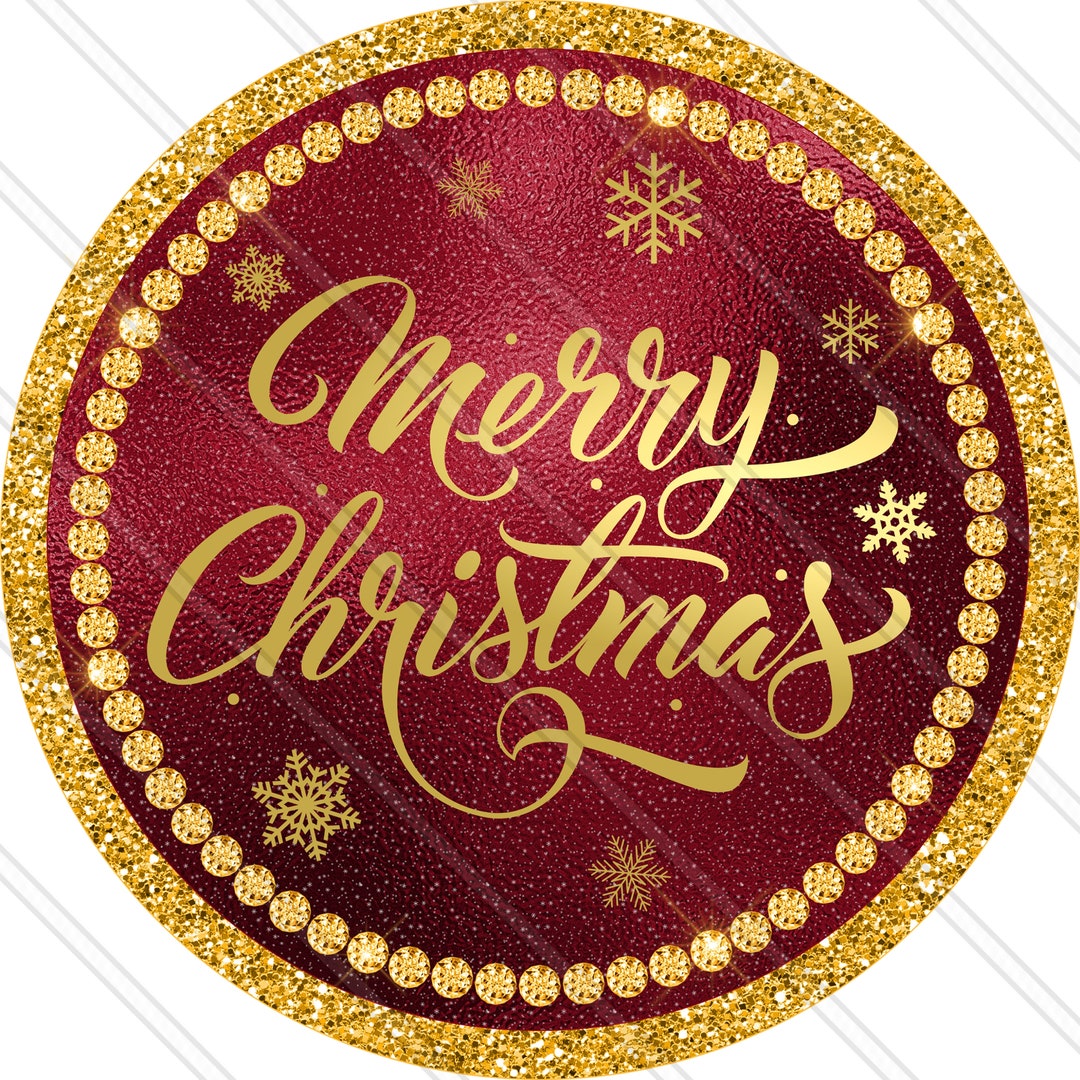 Merry Christmas Sign Red and Gold Christmas Welcome Christmas Ornaments ...