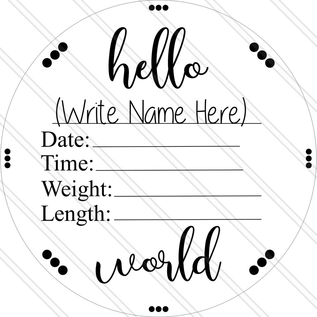 Hello World Baby Sign - Birth Announcement - Baby Stats Sign ...