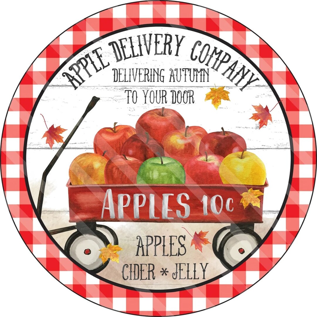 Apple Delivery Sign Apple Wagon Sign Fall Sign Autumn Sign Fall Wreath ...