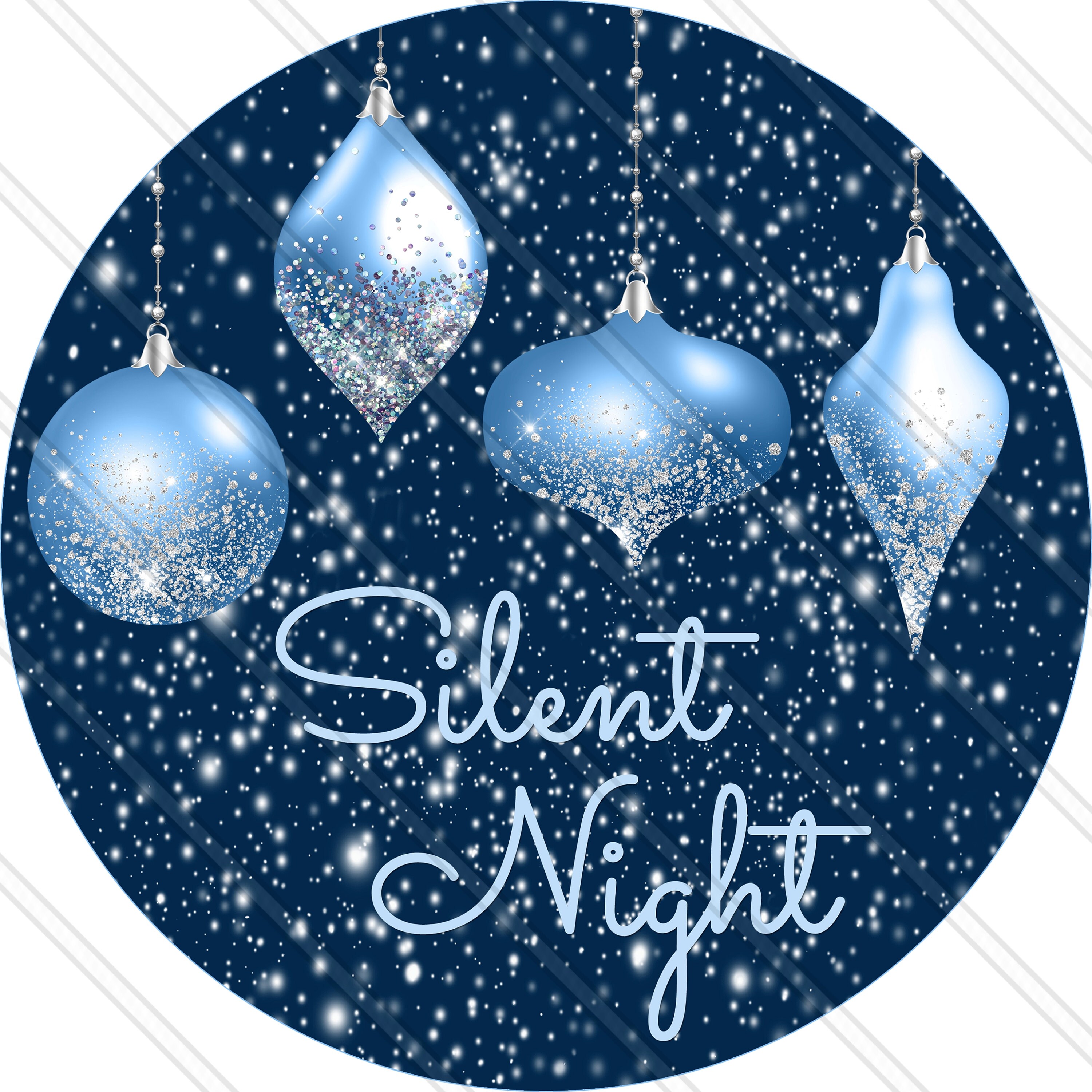 Silent Night Sign Blue Christmas Christmas Wreath Sign - Etsy