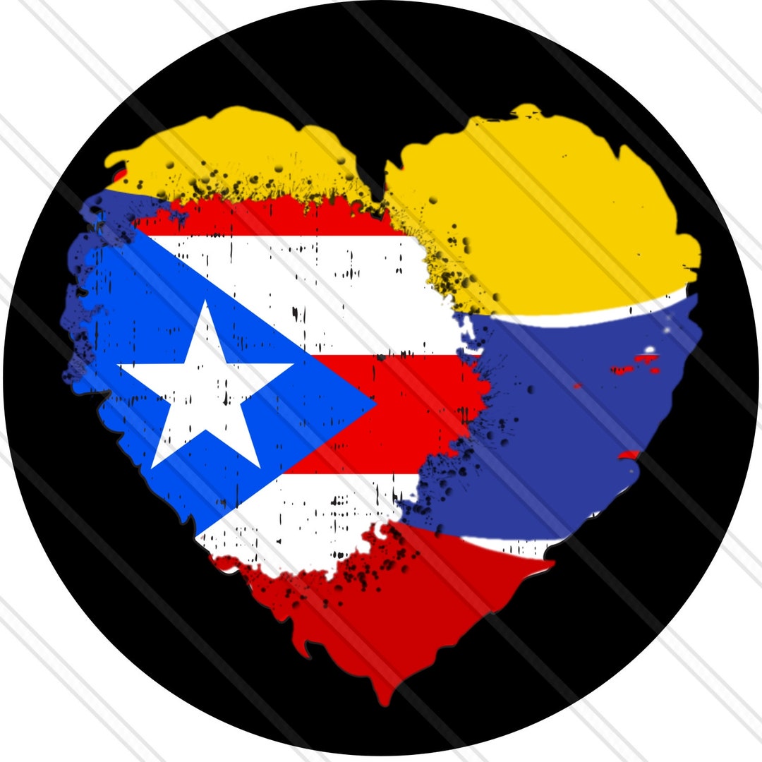 Colombia Puerto Rico Heart - Colombian Flag - Puerto Rico Flag ...