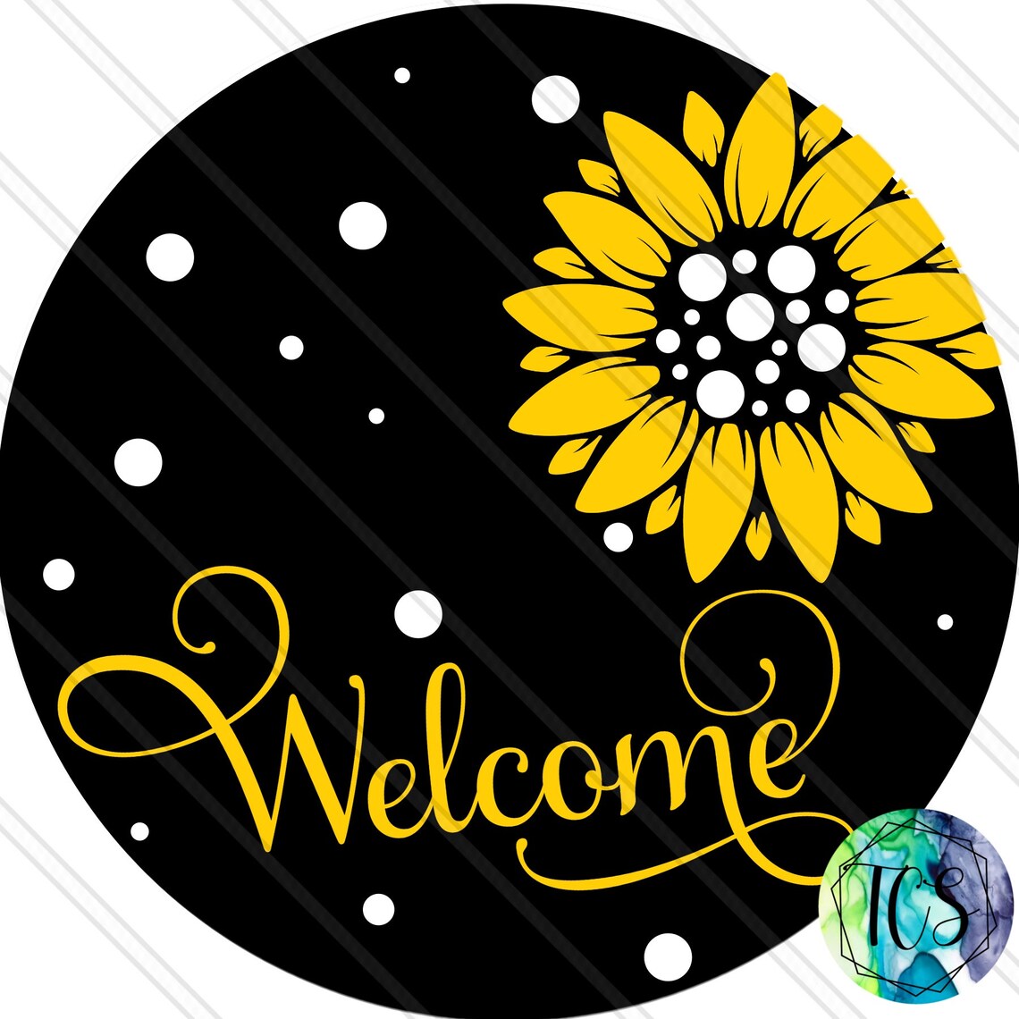 Welcome Sunflower Black and White Wreath Sign Everyday - Etsy