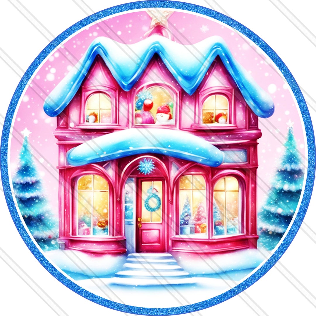 Christmas House Sign Pink House Sign Blue Christmas Sign Pink Christmas ...