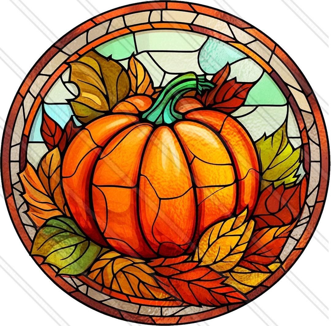 Fall Pumpkin Sign Autumn Pumpkin Sign Faux Staind Glass Autumn Sign ...