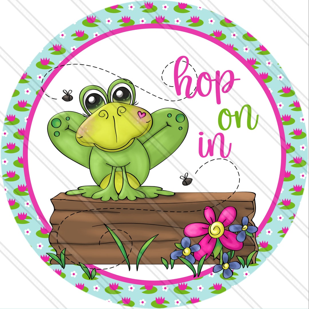 Spring Frog Sign Hop on in Spring Toad Welcome Sign Everyday Wreath ...