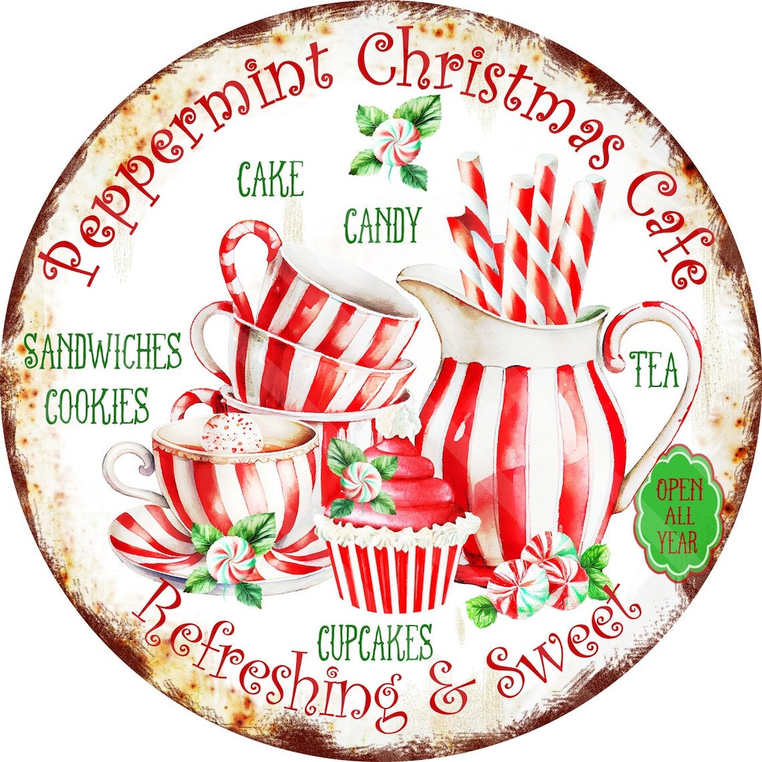 Peppermint Cafe Sign Christmas Peppermint Sign Peppermint Sign ...