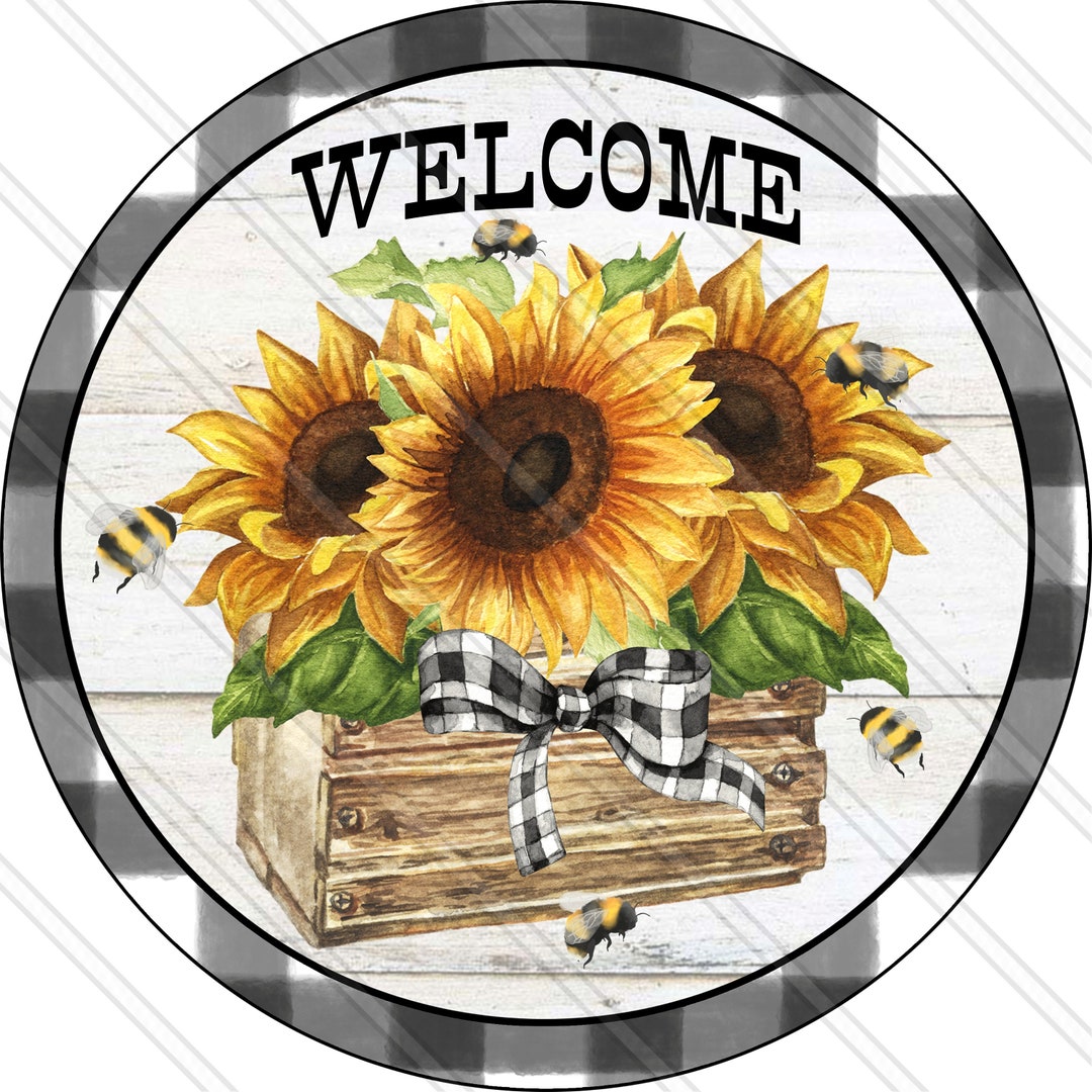 Welcome Sunflower Sign Shiplap Sign Flower Box and Bees Metal Sign - Etsy