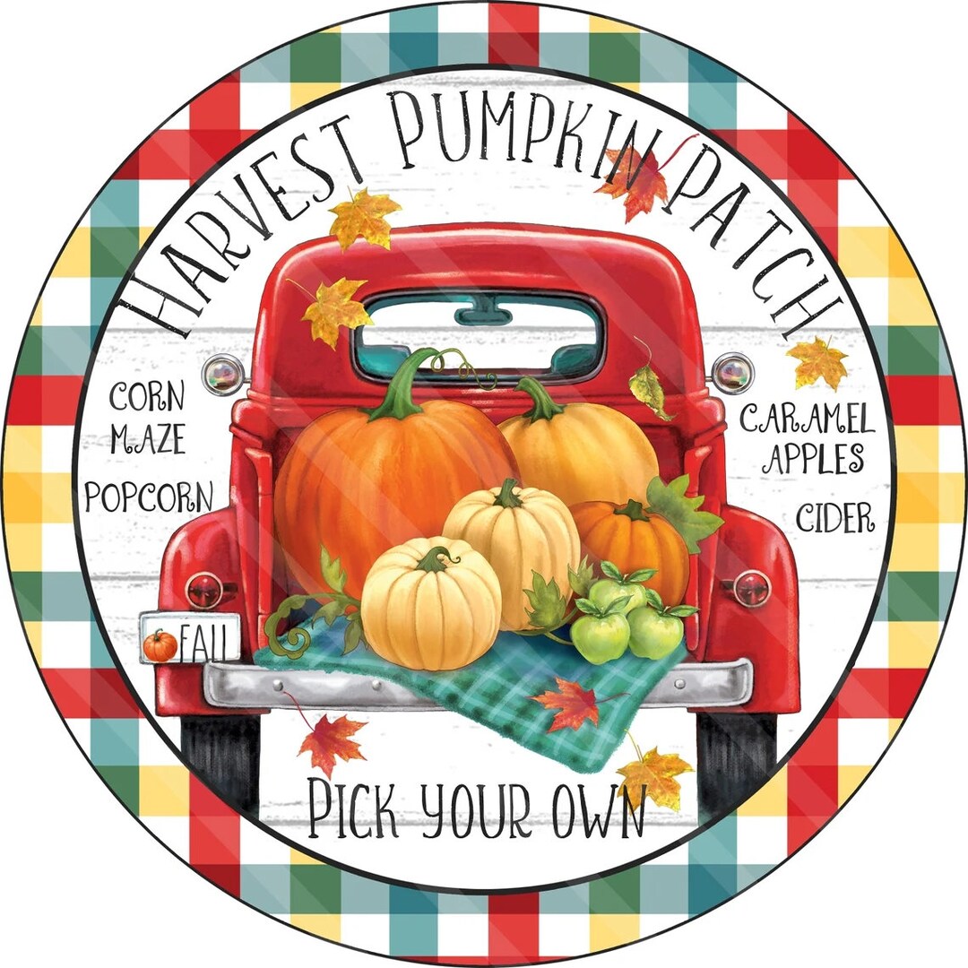 Pumpkin Patch Sign Red Truck Sign Fall Sign Autumn Sign Fall Wreath ...