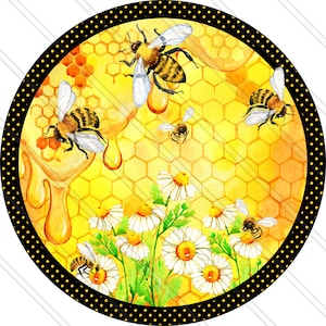 Welcome Bee Sign Honeycomb Bees Daisys and Bees Honey Bees Metal Sign ...