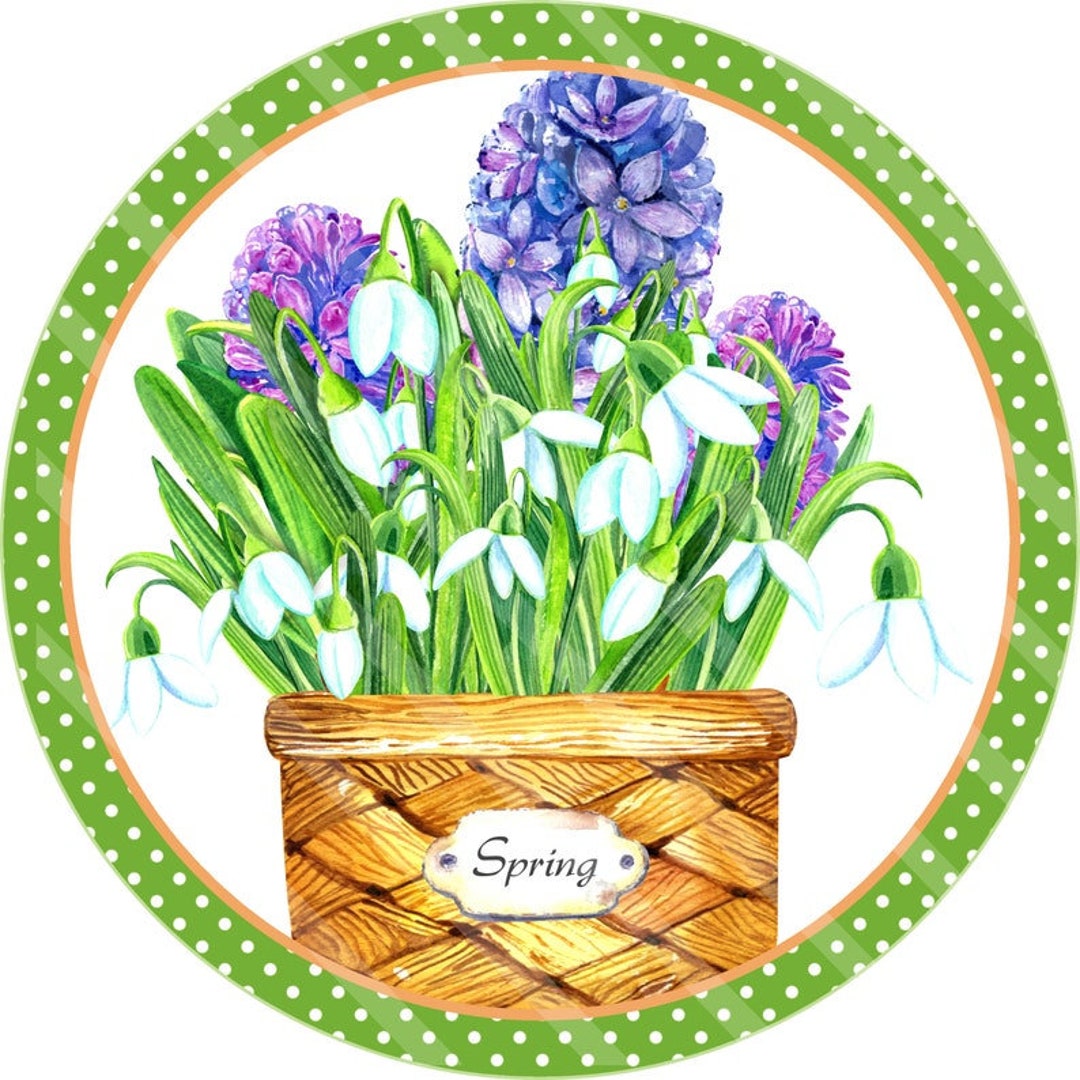 Spring Flowers Sign Flower Basket Spring Flower Sign Everyday Welcome ...