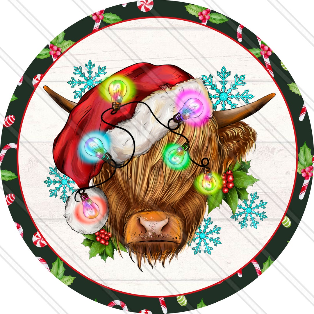 Highland Cow Sign Christmas Cow Cow Wreath Sign Christmas Cow Sign ...