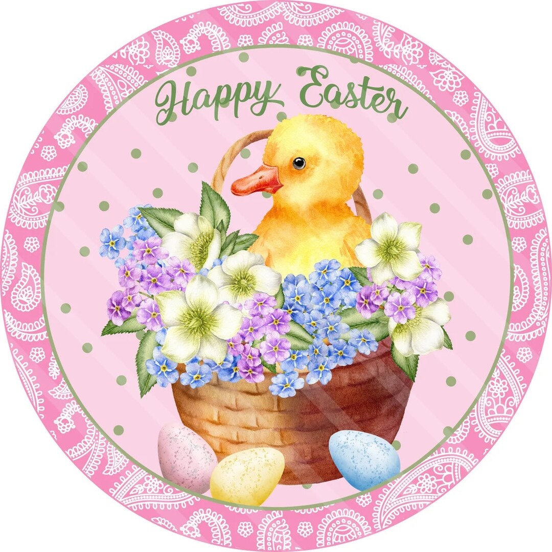 Happy Easter Sign Easter Duckling Sign Spring Basket Sign Easter Sign ...