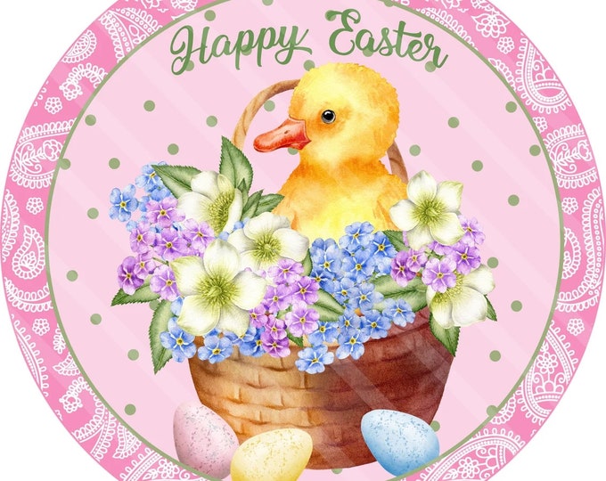Happy Easter Sign - Easter Duckling Sign - Spring Basket Sign - Easter ...