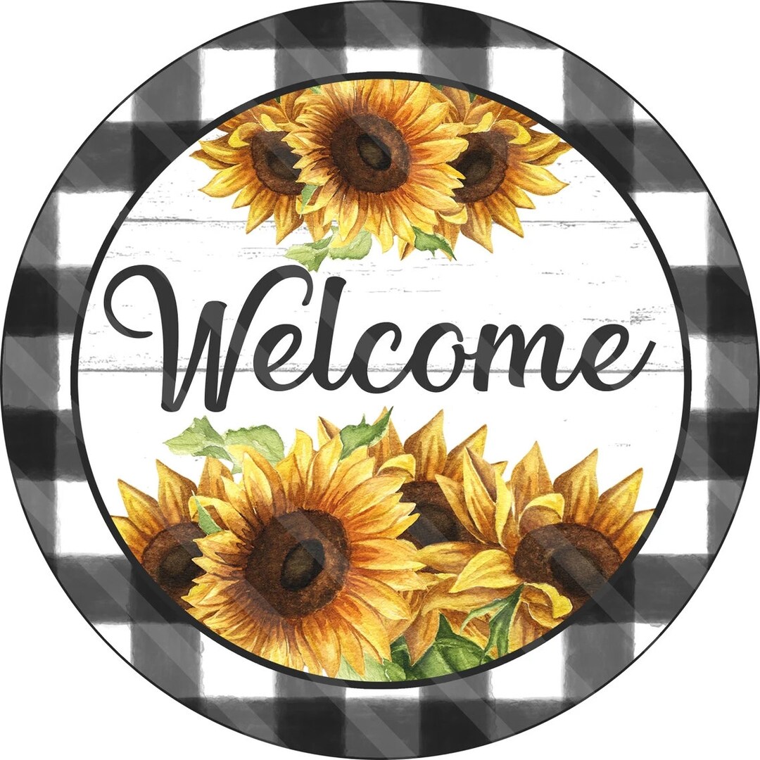 Welcome Sign - Sunflower Sign - Shiplap Sign - Black and White - Summer ...