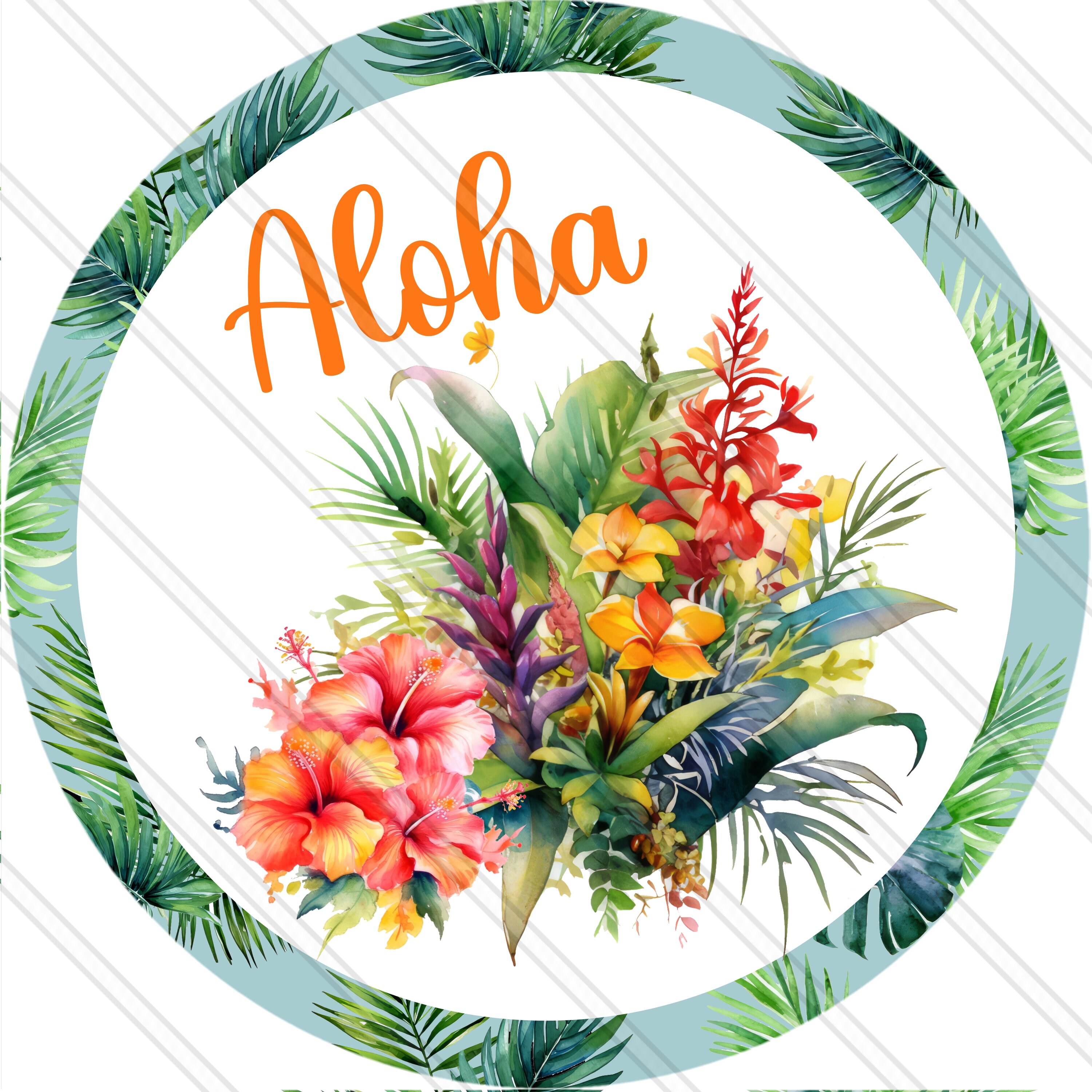 Aloha Sign Hawaiian Sign Hawaiian Wreath Sign Everyday Door Decor ...