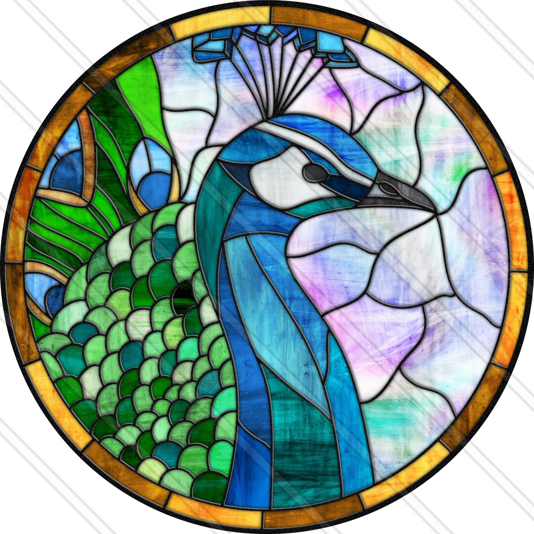 Peacock Sign - Faux Stained Glass Sign - Peacock Wreath Sign - Everyday ...