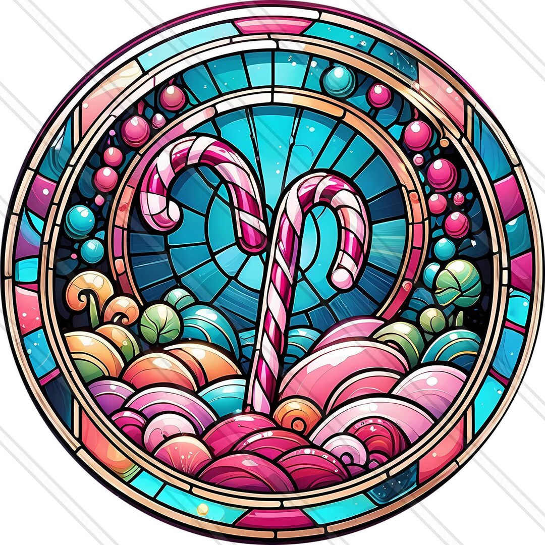 Candy Cane Sign Christmas Candy Sign Pink Christmas Sign Faux Stained ...