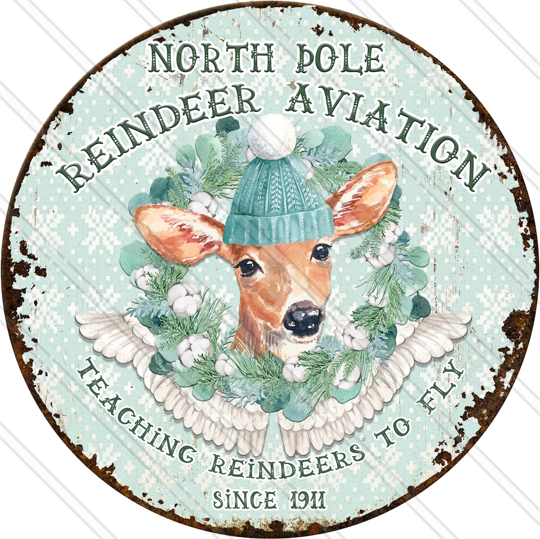 Reindeer Sign Reindeer Wreath Sign Christmas Sign Cute Reindeer ...