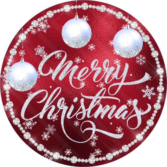 Merry Christmas Sign Red and Silver Christmas Welcome - Etsy
