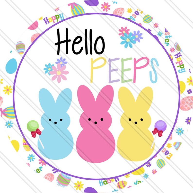 Hello Peeps Candy Sign Bunny Peeps Cute Easter Sign - Etsy