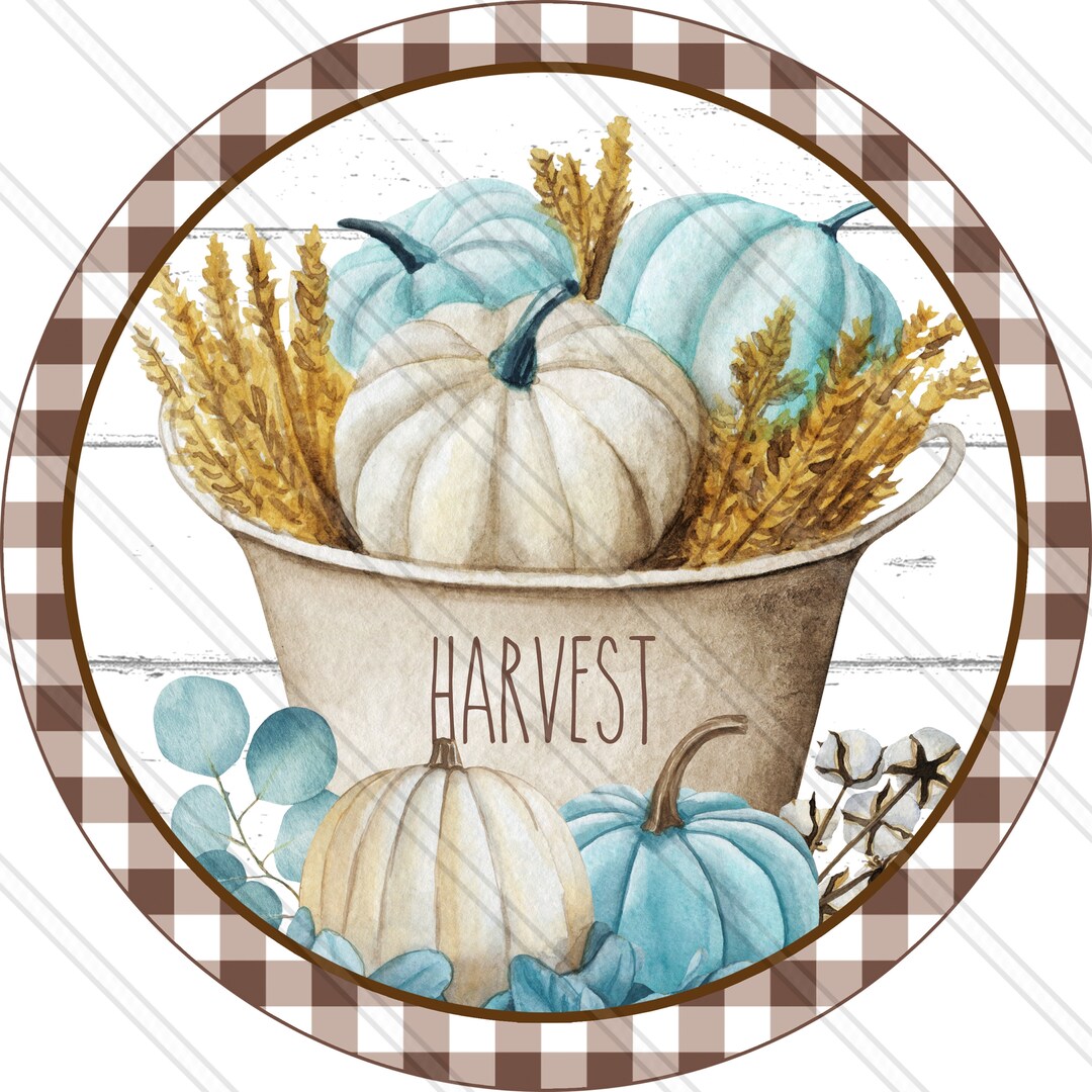 Harvest Sign Blue Pumpkin Sign Fall Sign Autumn Sign Fall Wreath Sign ...