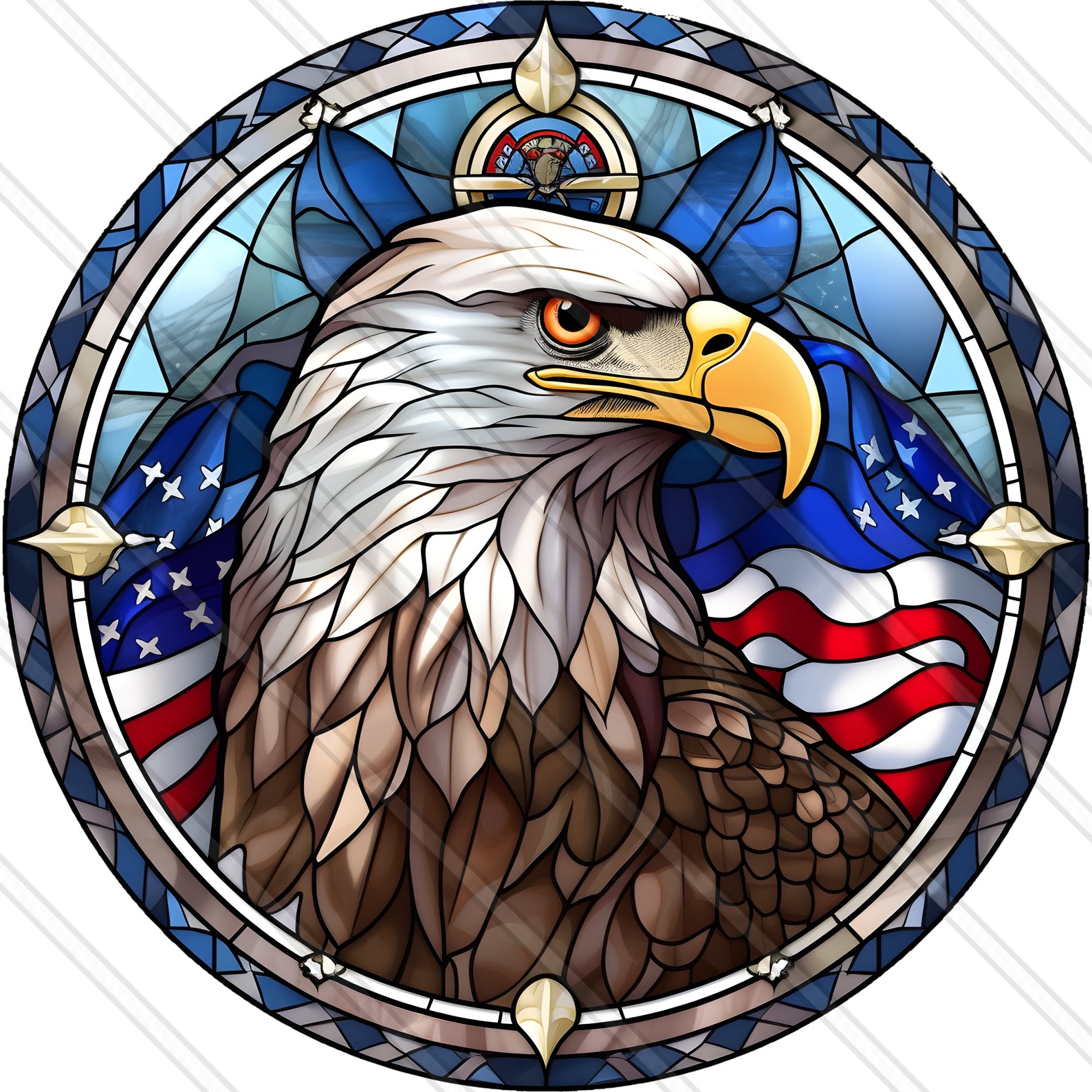 USA Eagle Sign Patriotic Sign USA Sign Faux Stained Glass Sign American ...