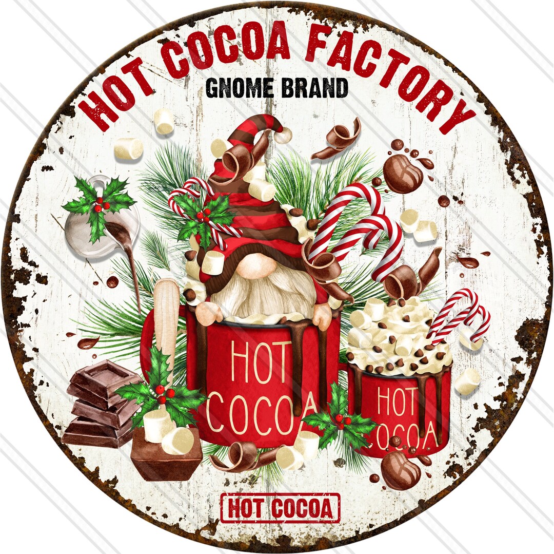 Hot Cocoa Sign Hot Cocoa Gnome Gnome Wreath Sign Hot Chocolate ...