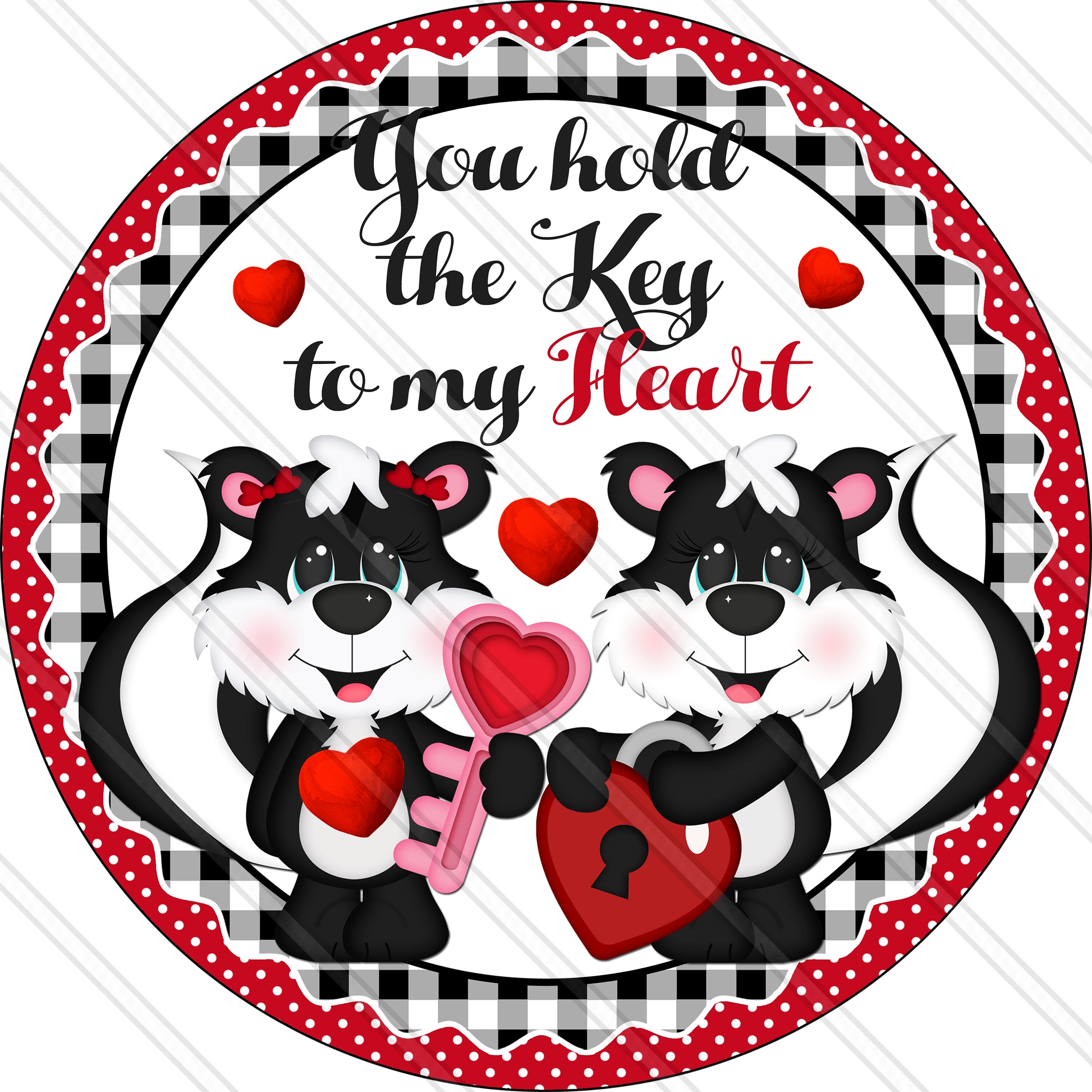 Key to My Heart Sign Valentines Skunk Sign Valentines Door - Etsy