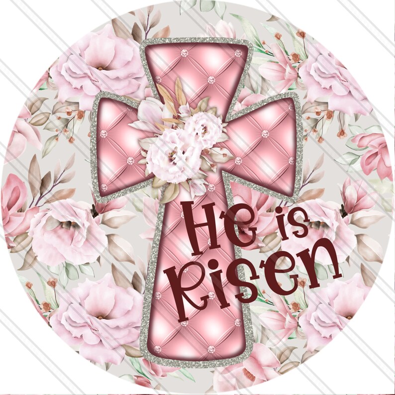 He is Risen Sign Pink Cross Pink Floral He is Risen - Etsy