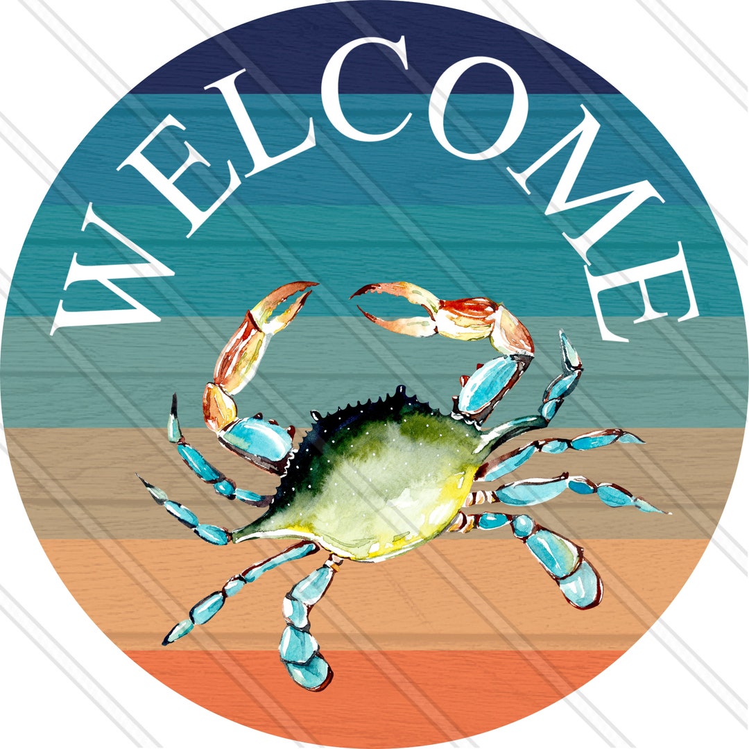 Welcome Sign Blue Crab Beach Crab Crab Sign Salty Beach Summer Sign ...