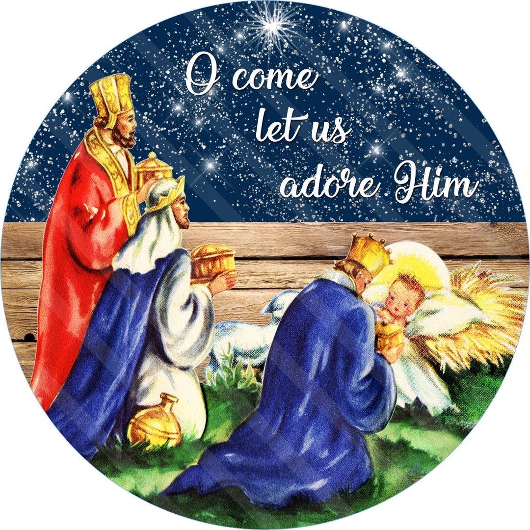 Let Us Adore Him Sign Nativity Scene Christmas Spirit Religious ...