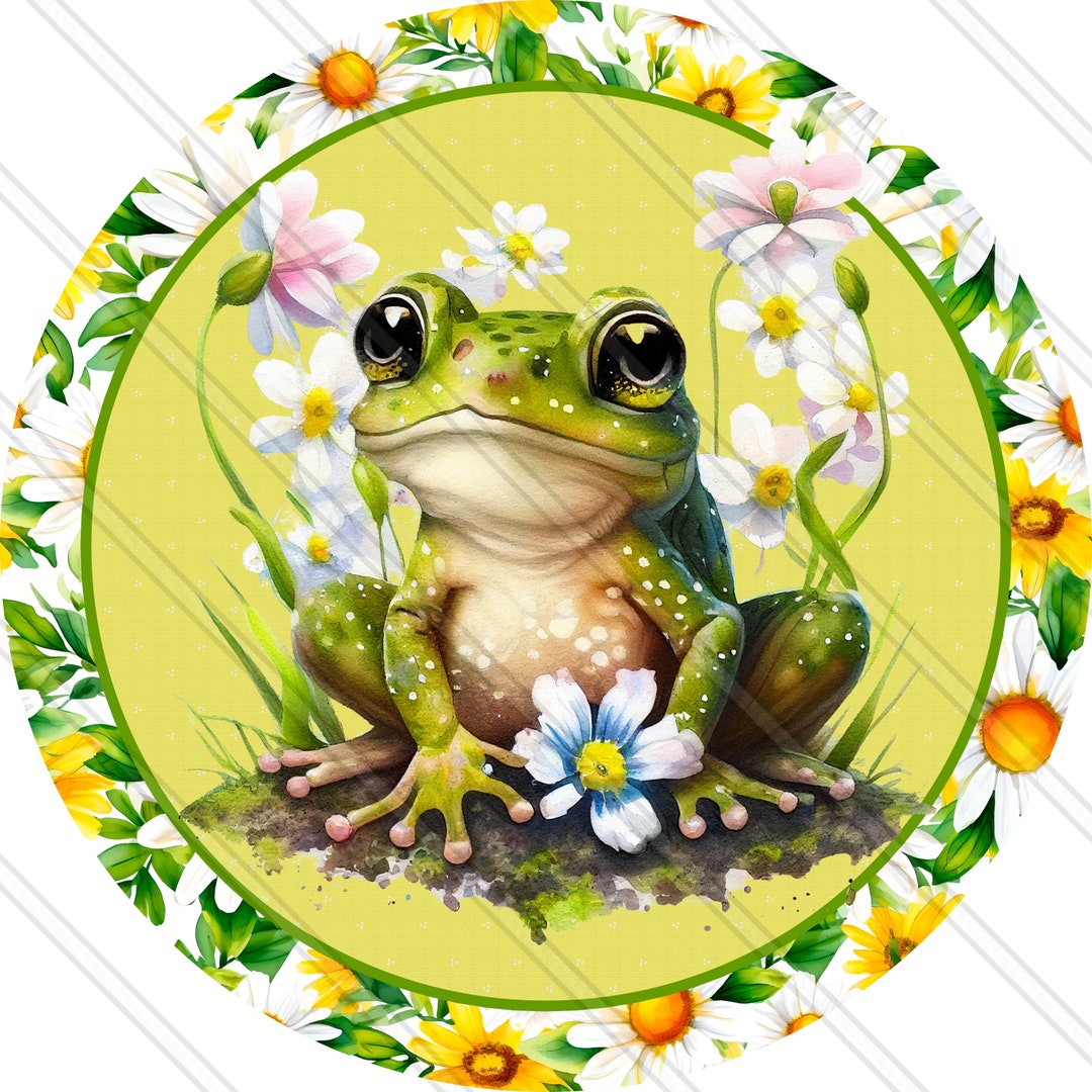 Cute Frog Sign - Spring Frog Sign - Spring Toad Sign - Daisy Frog Sign ...