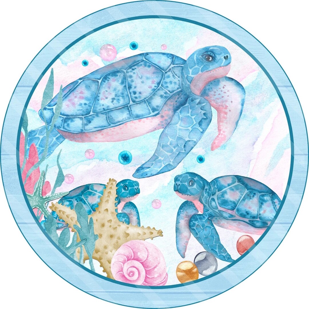 Sea Turtle Sign Beach Sign Colorful Turtles Beach Decor Ocean Waves ...