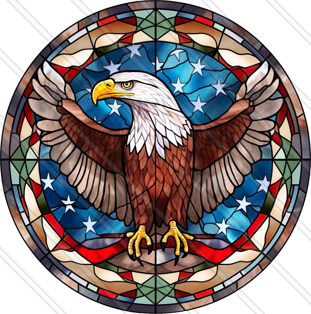 USA Eagle Sign Patriotic Sign USA Sign Faux Stained Glass Sign American ...