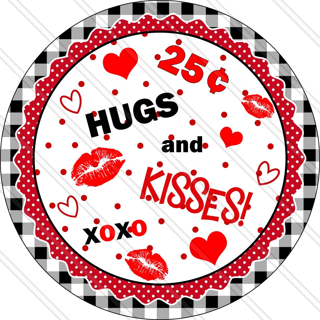 Hugs and Kisses Sign XOXO Sign Valentines Door Decor Valentines Sign ...