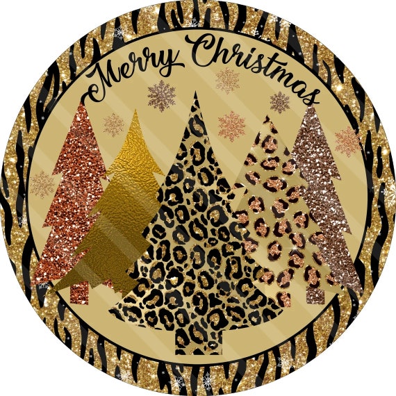 Merry Christmas Sign Christmas Trees Gold Christmas - Etsy