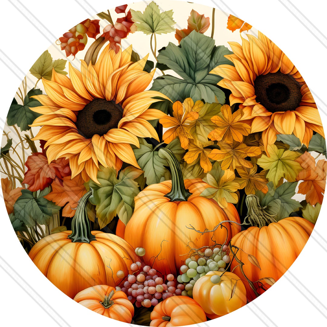 Floral Pumpkin Sign Pumpkin Sign Sunflower Sign Fall Sign Fall Wreath ...