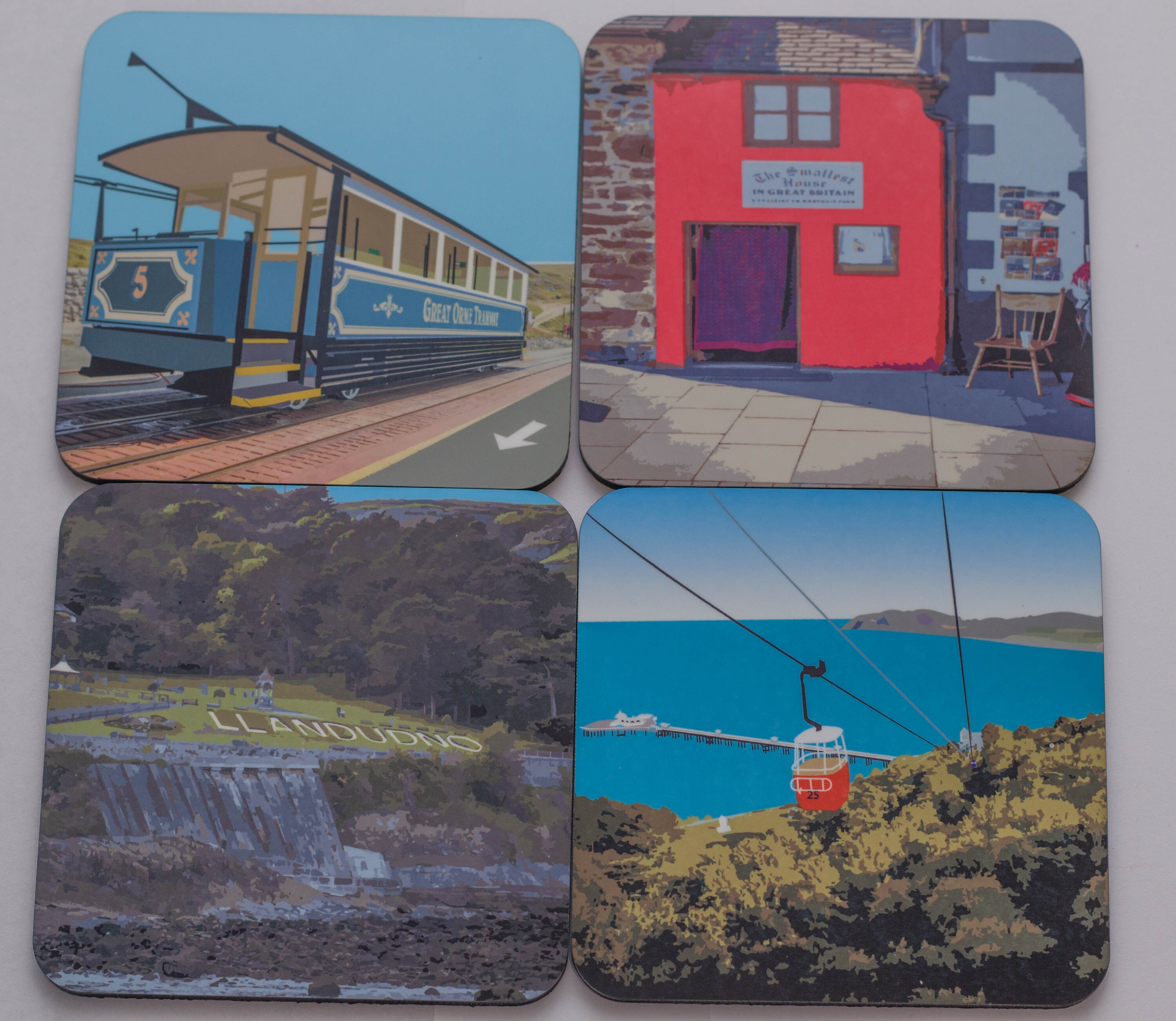 Hand Drawn Llandudno North Wales Pop Art Coasters. Unique Gift for ...