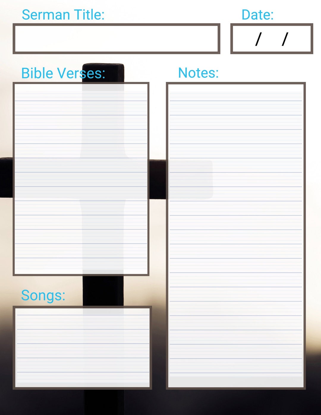 Sermon Note Sheet. - Etsy