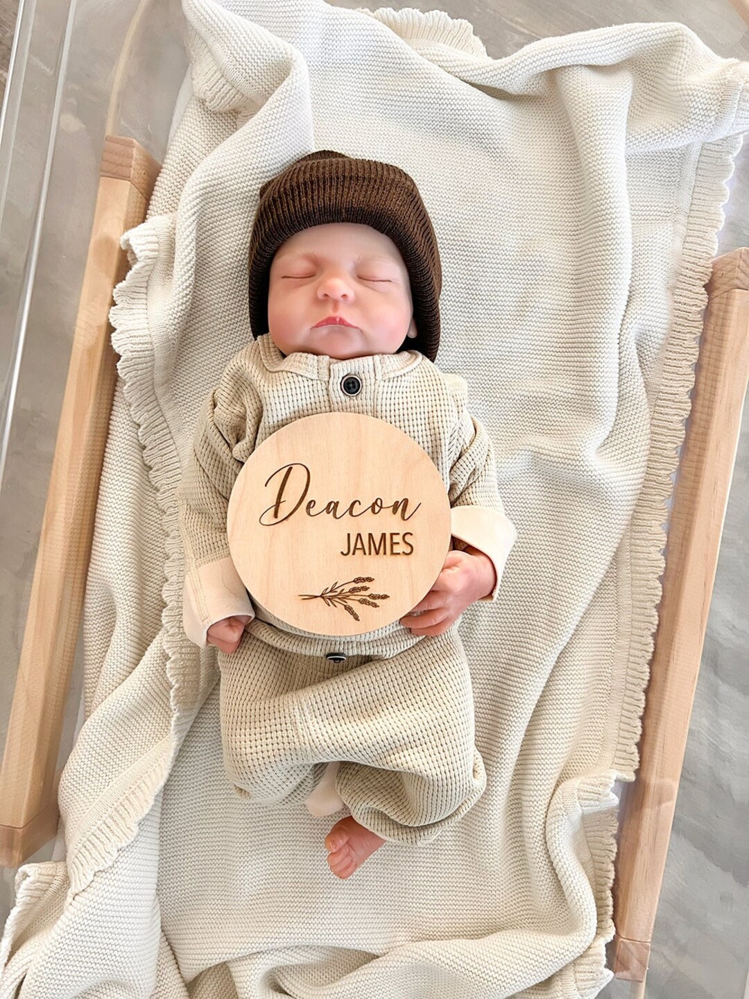 Wooden Baby Disc, Wooden Name Disc, Baby Name Sign, Birth Stat Sign ...